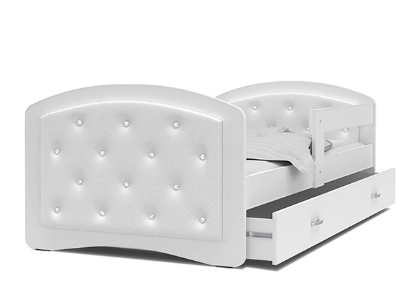 Lastevoodi 90x200 cm, valge/hall AJ-402804 - ON24.ee Sisustuskaubamaja