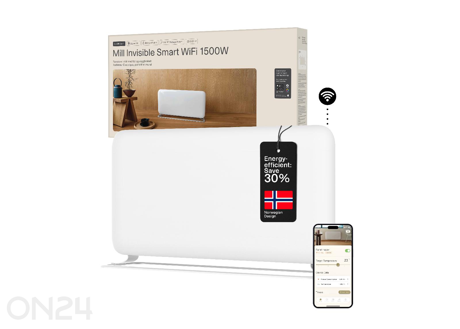 Elektriradiaator alusega Mill Mill Invisible Smart Gen. 4 PA1500WIFI4A ...