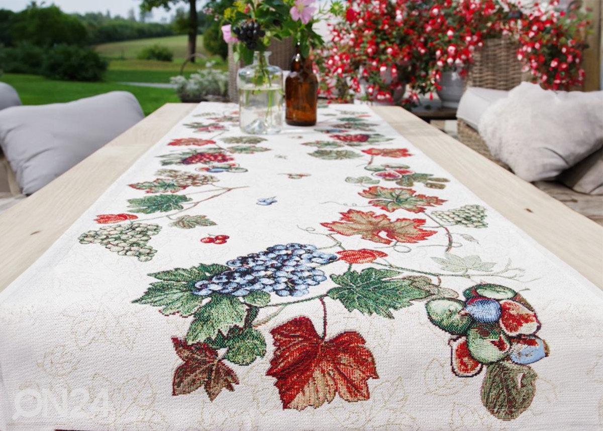 Gobeliinikankainen pöytäliina Viinimarjat 44x138 cm TG-486513 - ON24.fi ...