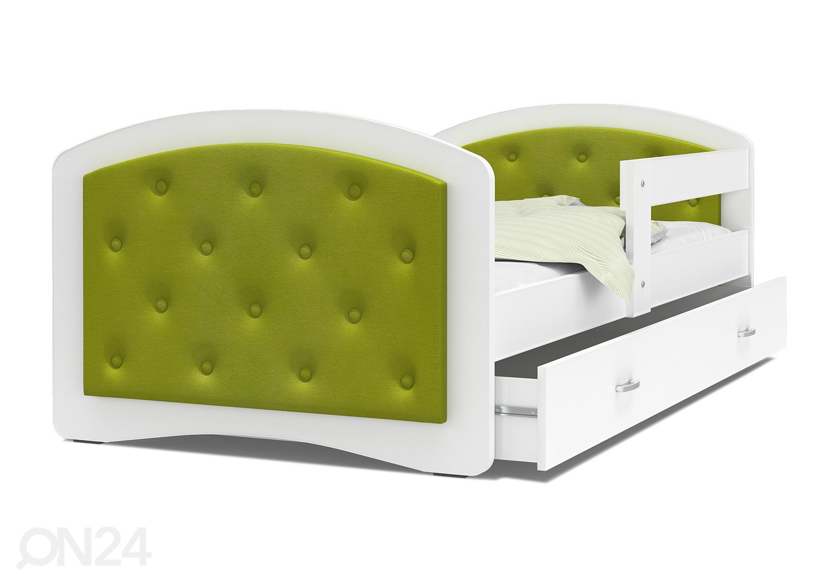 Lastevoodi 90x200 cm, valge/roheline AJ-406790 - ON24 Home & Living