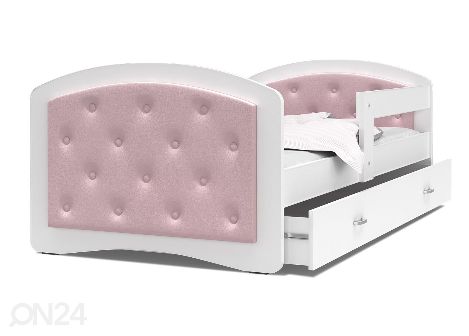 Lastevoodi komplekt 80x160 cm, valge/roosa AJ-406471 - ON24 Home & Living