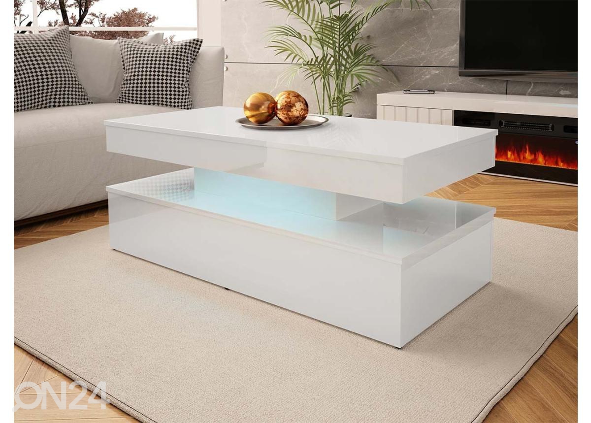 Sohvapöytä Glossa 120x55 cm + LED MN-471164 - ON24 Home & Living