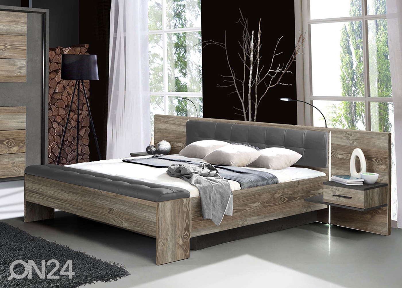 Voodi 180x200 cm + 2 öökappi BM-432246 - ON24 Home & Living